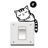 Funny Children's Room Bedroom Cute Cat Nap Decal Switch Wall Sticker