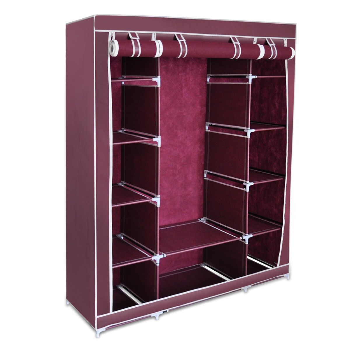 Red 5-Level Non-Woven Cloth Storage Wardrobe | Crazy Sales
