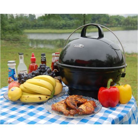 Charcoal Football Enameled BBQ Grill