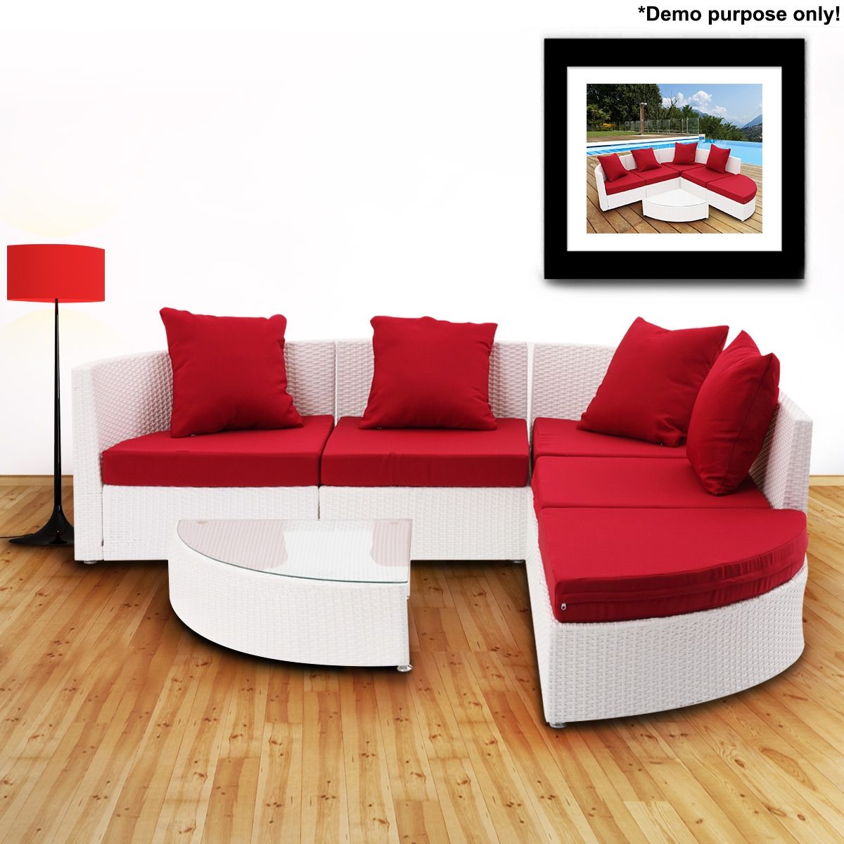 6pc White Wicker Lounge Furniture Set