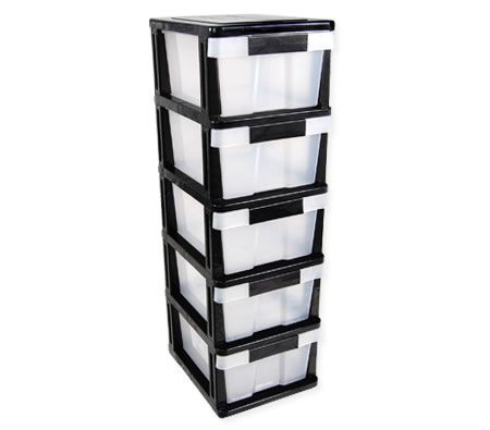 Plastic Storage Shelf - 5 Levels with Slide-Out Drawers
