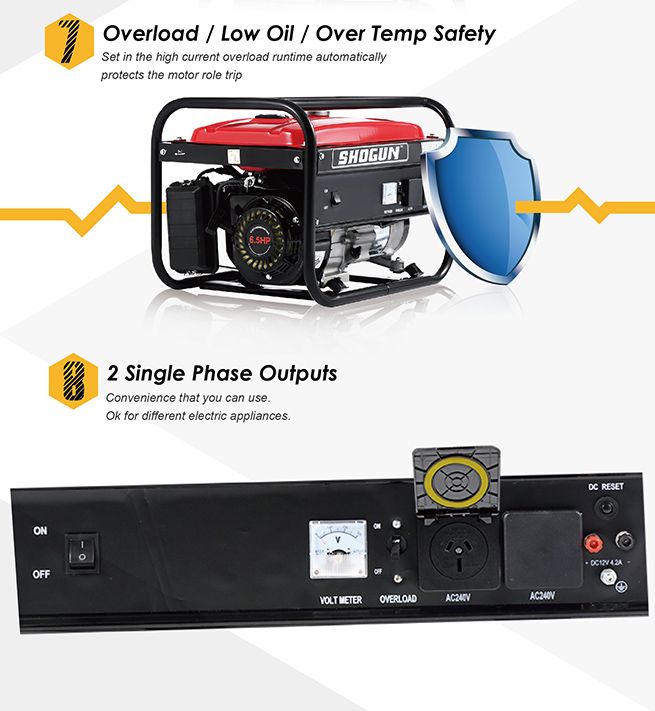 2.2KW - 4 Stroke 2 Phase Output Gasoline Generator - BestDeals.co.nz