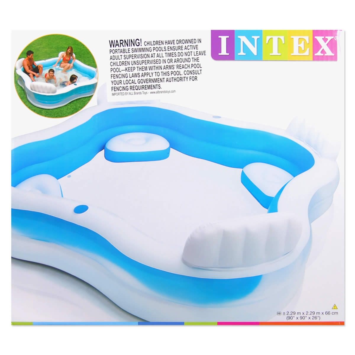 INTEX Deluxe Inflatable Family Swimming Lounge Pool - Blue/White ...