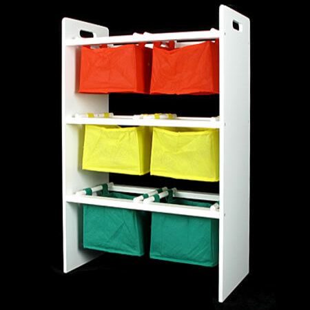 Kids Shelf Storage Unit with 6 Non-Woven Drawers - White Frame with Red ...