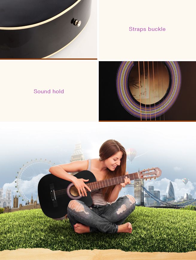 38" Steel String Cutaway Acoustic Electric Guitar Pack (Black) | Crazy ...