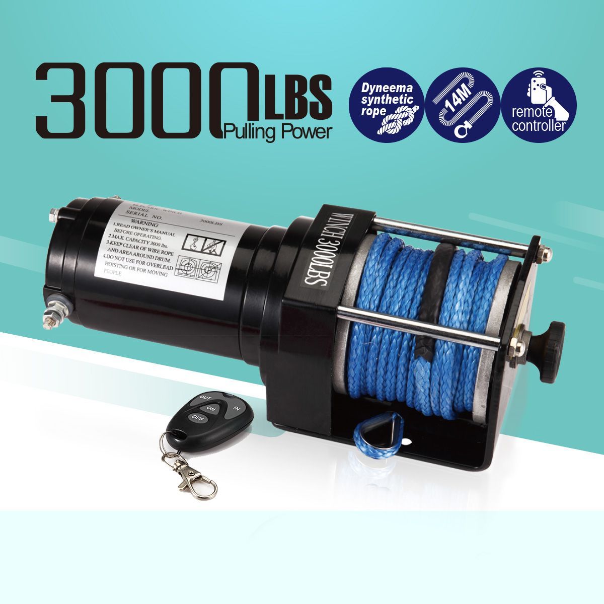 Battery Powered Wireless Remote Controlled ATV/Boat Winch-1325KGS