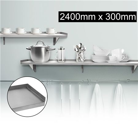 Stainless Steel Wall Mounted Shelf-2400mm x 300mm