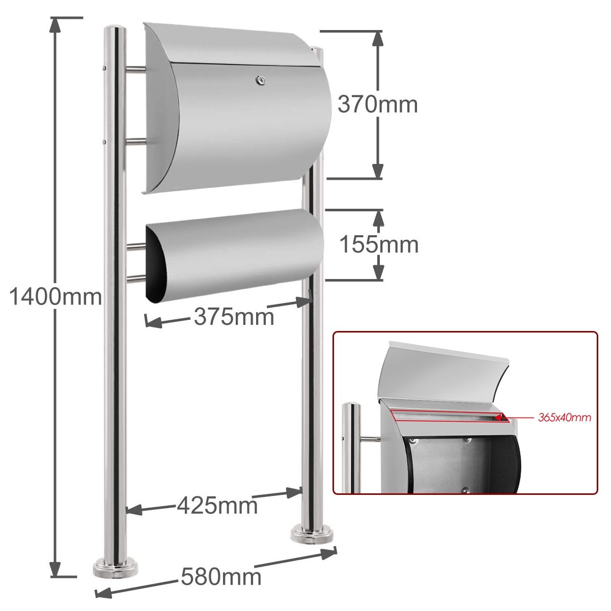 304 S/S Townhouse Mailbox LETTERBOX Courier Box with Stand | Crazy Sales