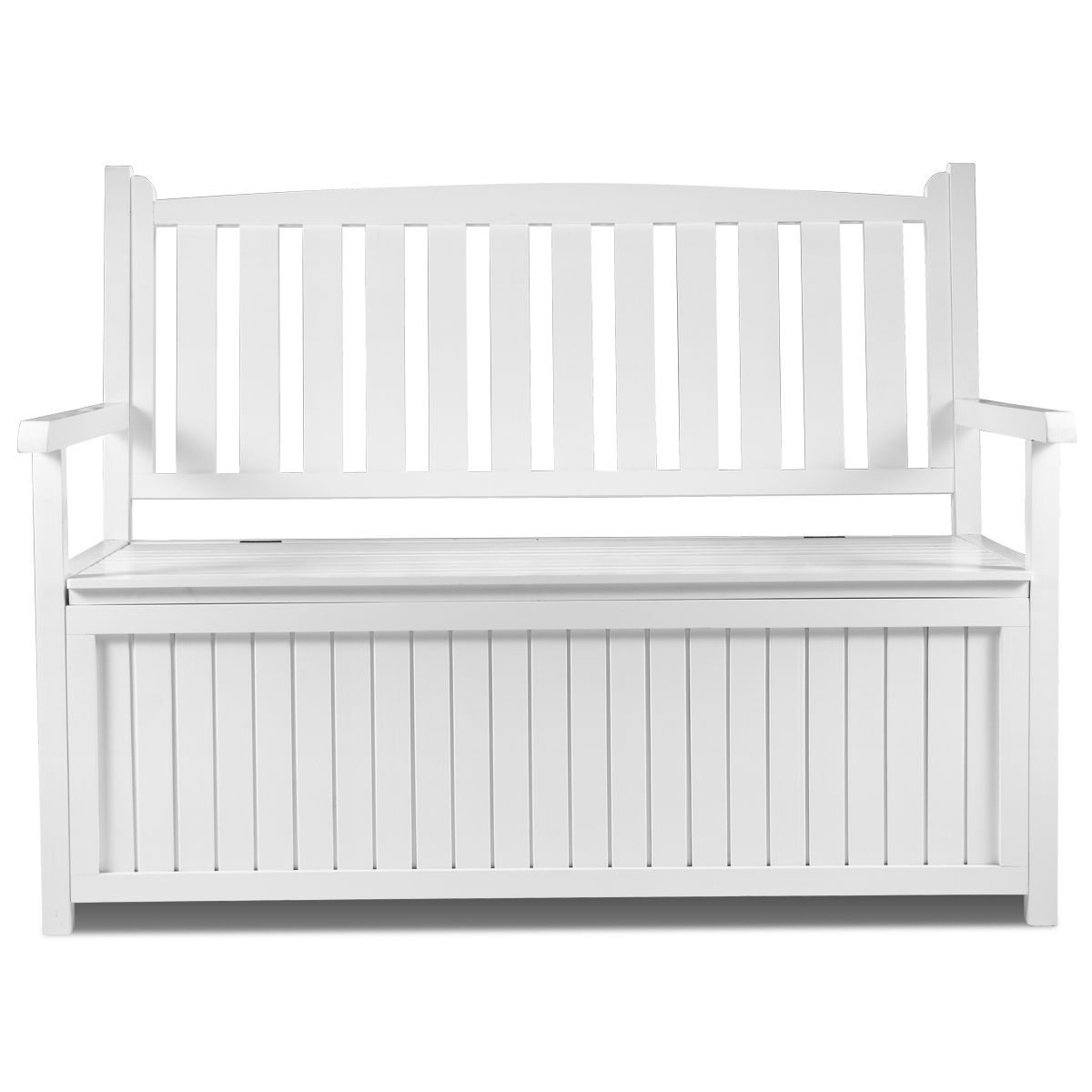 High Back White Wooden Outdoor Garden Storage Bench | Crazy Sales