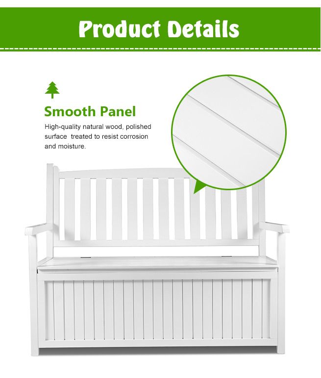 High Back White Wooden Outdoor Garden Storage Bench | Crazy Sales