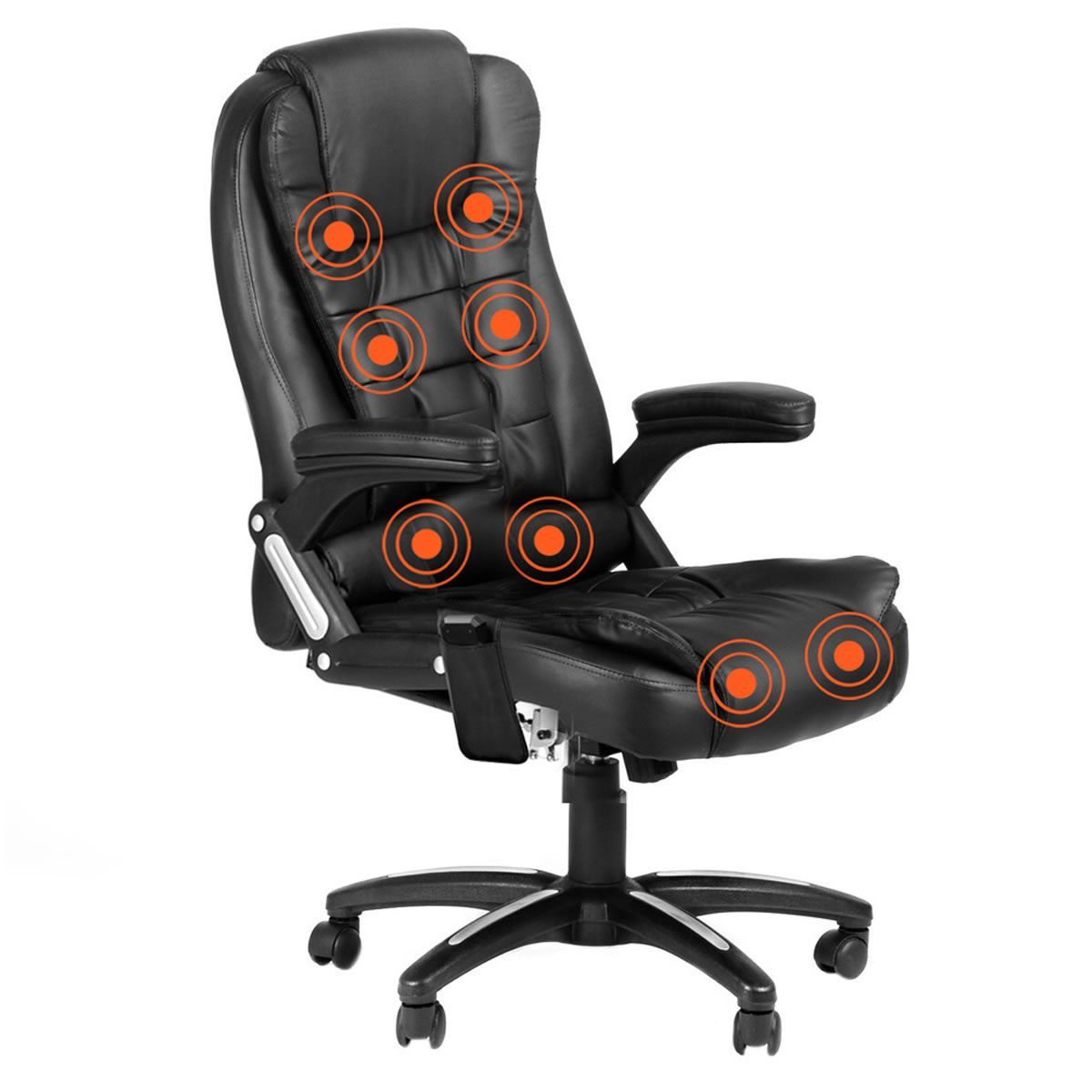8 Point Massage Executive PU Leather Office Computer Chair Black