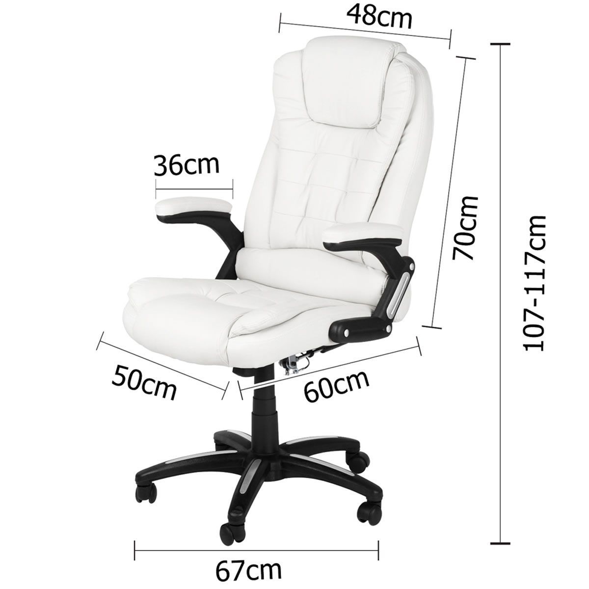 8 Point Massage Executive PU Leather Office Computer Chair - White ...