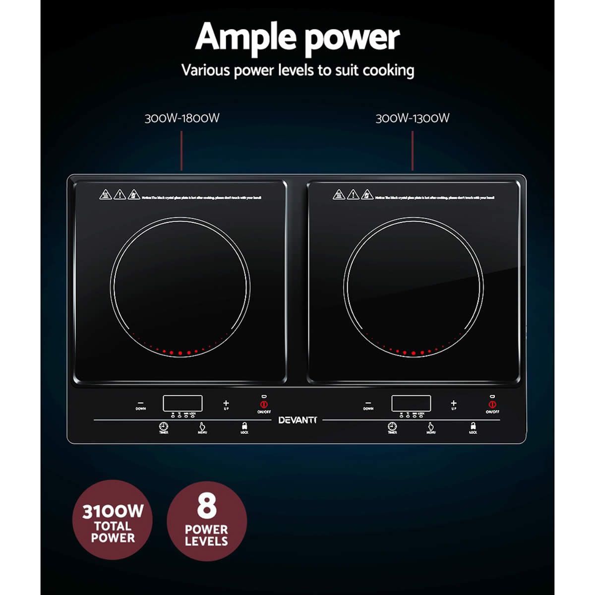 Devanti Induction Cooktop Portable Cooker Ceramic Cook Top Electric Hob ...