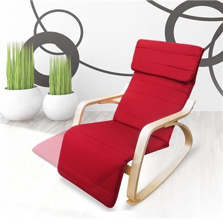 Red Birchwood Rocking Chair with Cushion