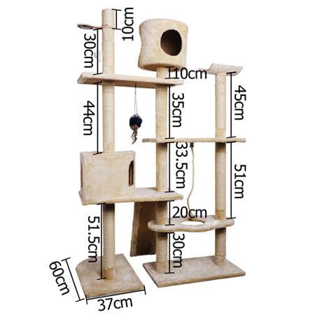 Multi Level Cat Scratching Poles Tree with Ladder - Beige | Crazy Sales