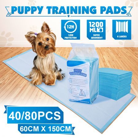 40 or 80 Pack of Training Pads (60x150cm) for Puppies & Indoor Dogs